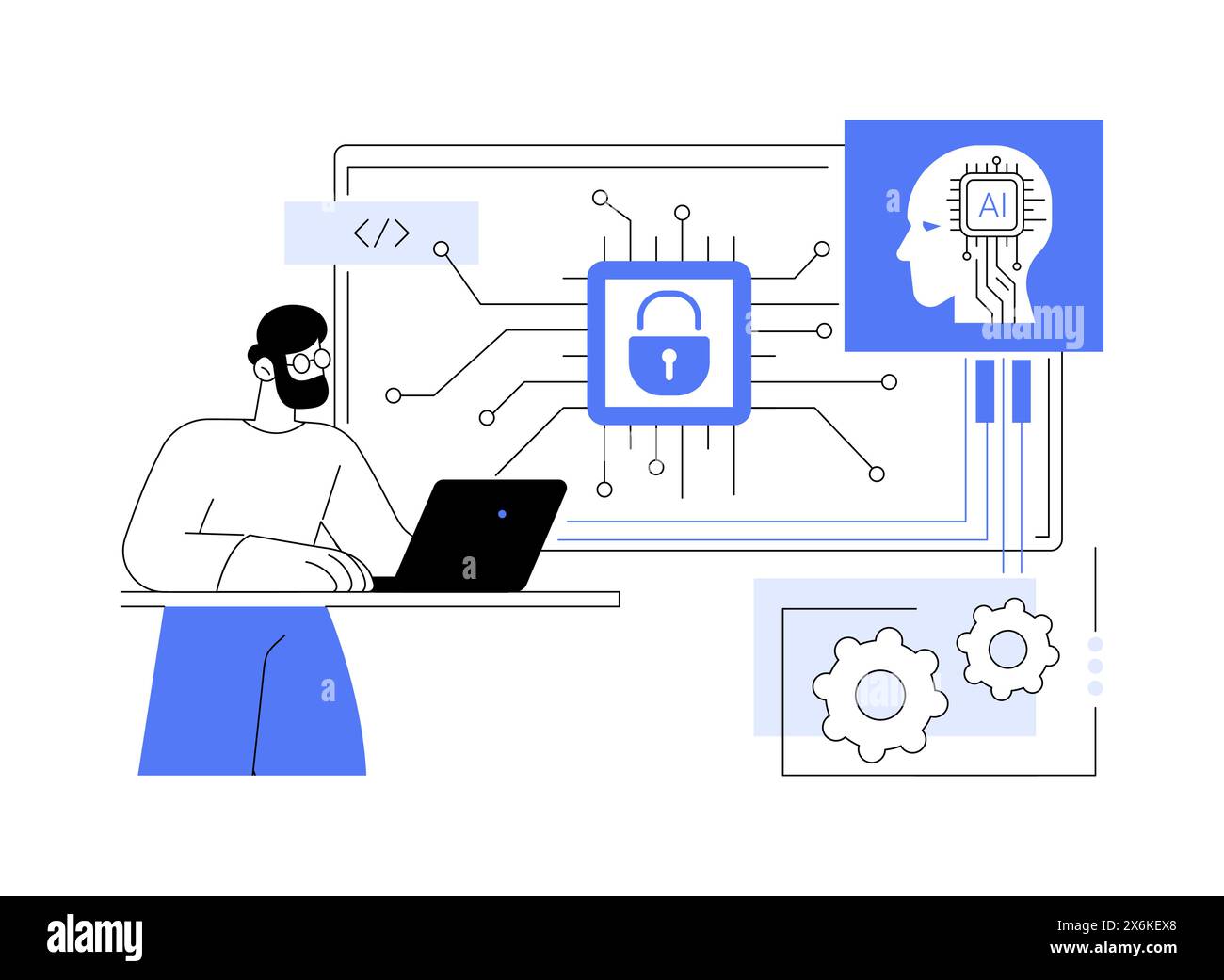 AI-Backed Security Patching abstract concept vector illustration Stock ...