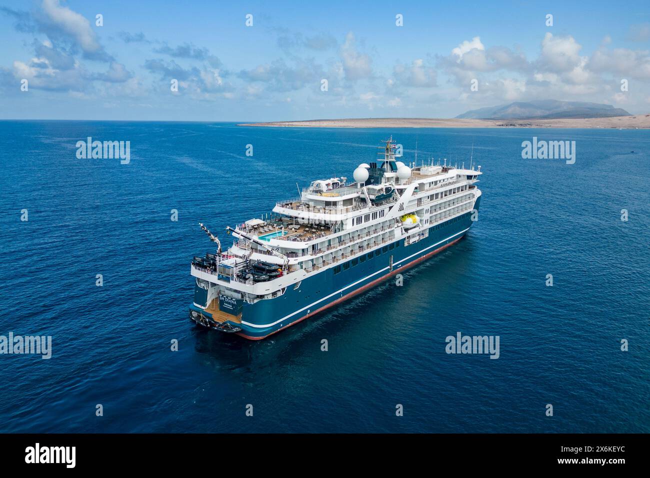 Aerial view of the expedition cruise ship SH Diana (Swan Hellenic ...