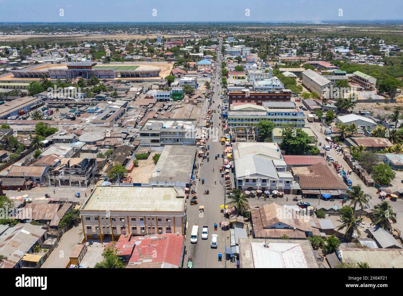 Aerial view of Morondava town, Menabe, Madagascar, Indian Ocean Stock ...