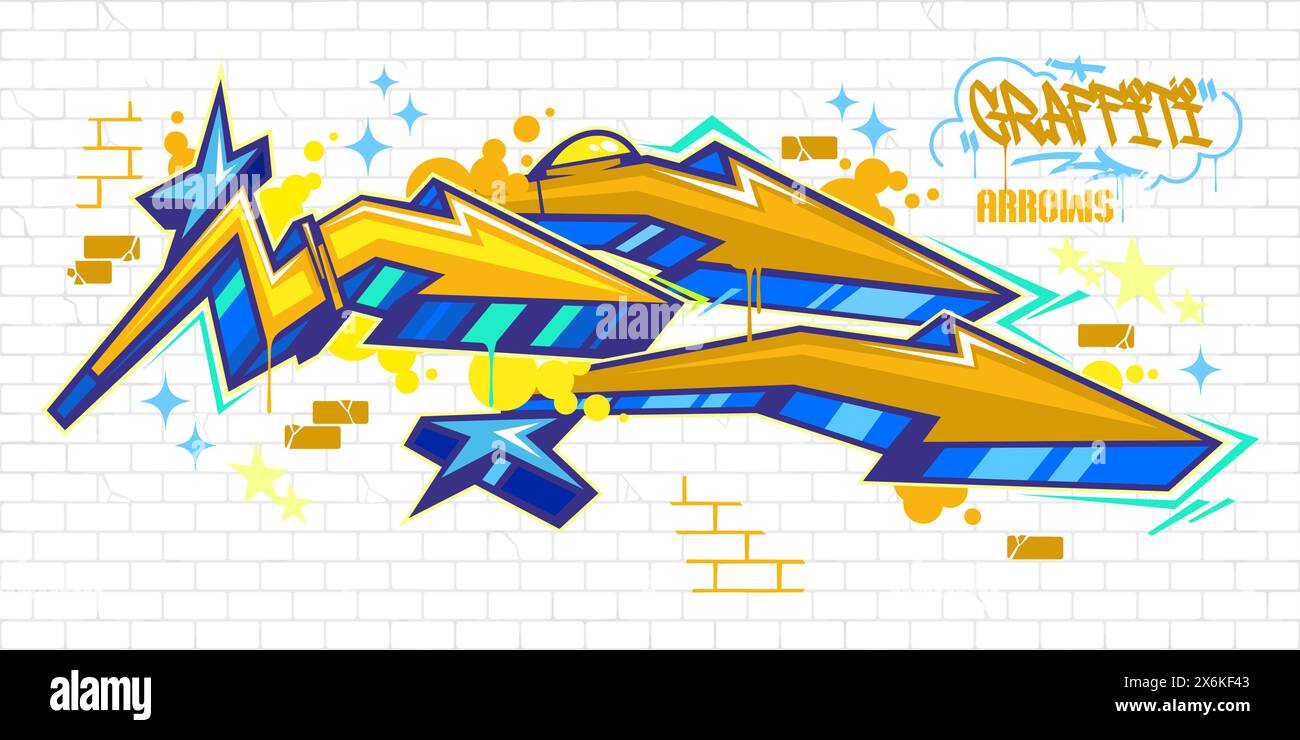 Modern Trendy Colorful Abstract Urban Street Art Graffiti Style Arrows ...