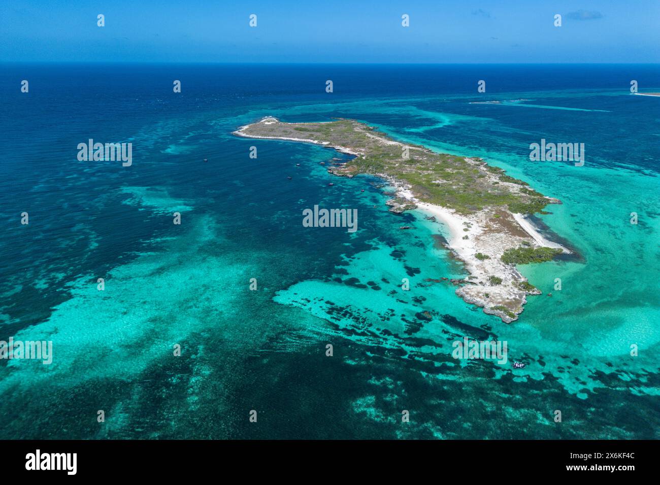 Aerial view of reef and island, Cosmoledo Atoll, Outer Seychelles ...