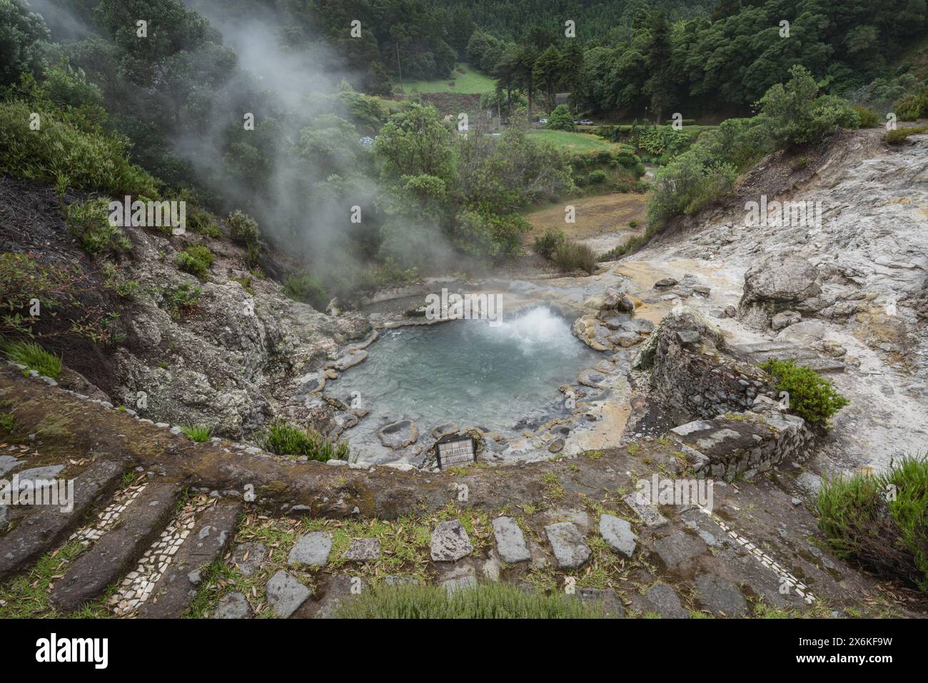 The hot springs in the small town of Furnas on Sao Miguel, Azores Stock ...