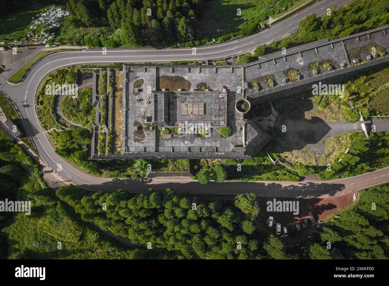 Top view of the ruins of the Monte Palace Hotel on Sao Miguel, Azores ...