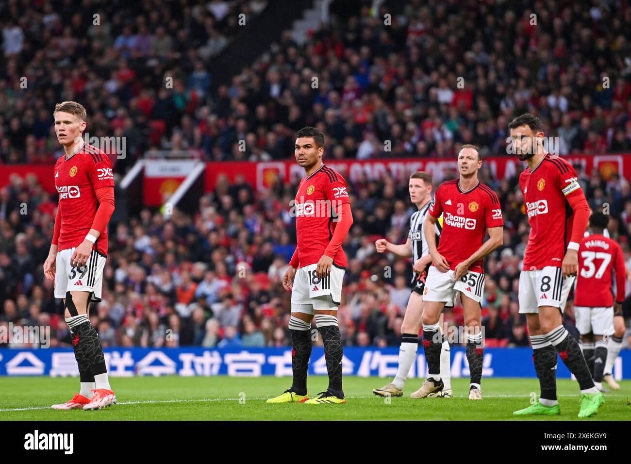 Manchester, UK. 15th May, 2024. Casemiro of Man Utd prepares to defend ...