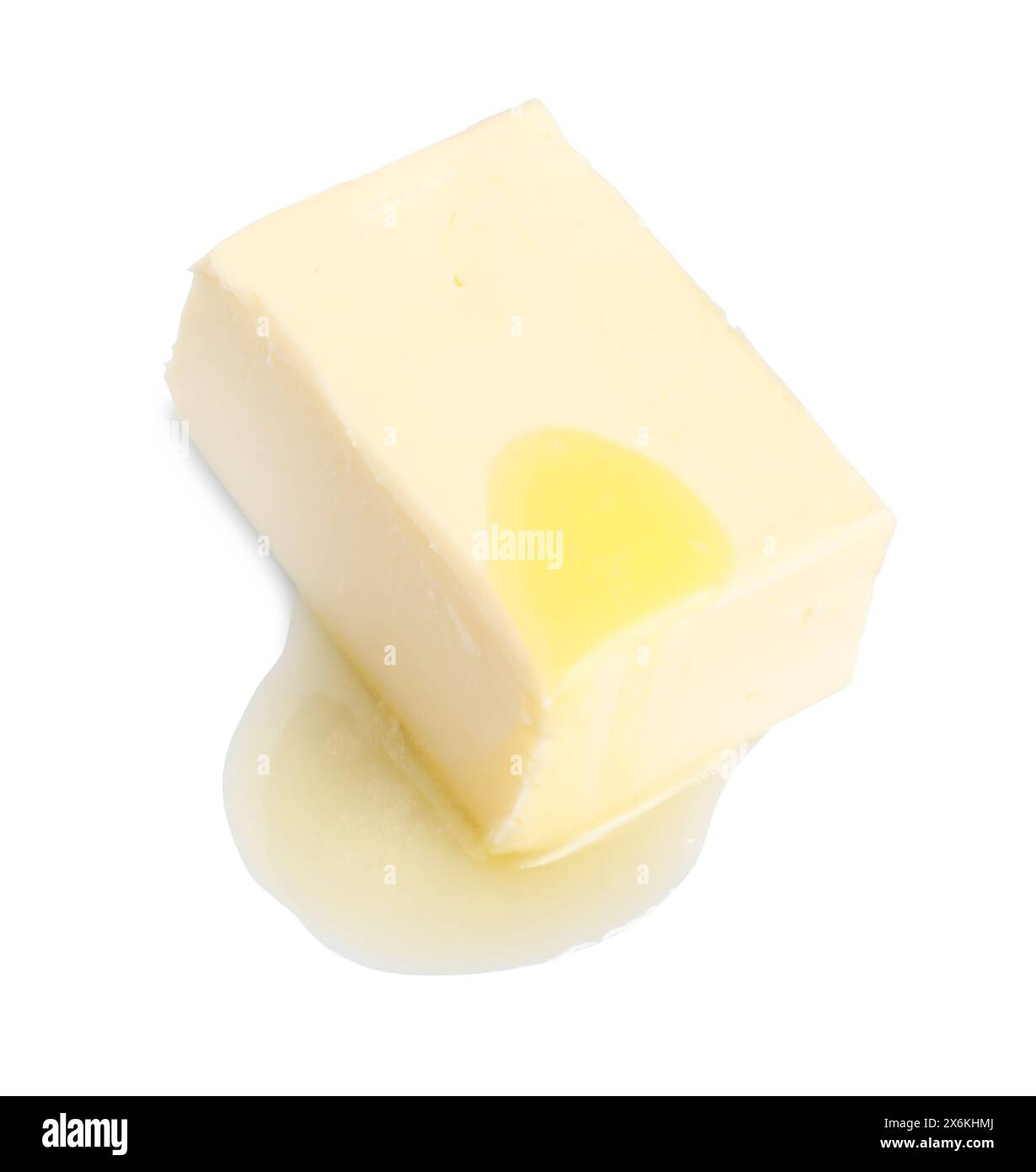 Piece of melting butter on white background Stock Photo - Alamy