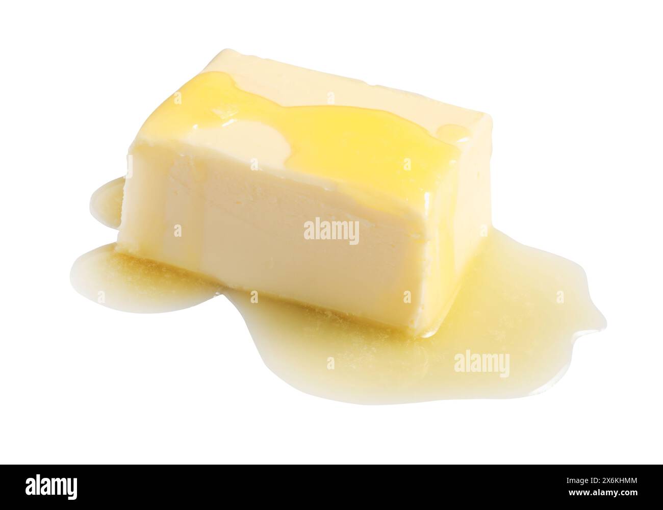 Piece of melting butter on white background Stock Photo - Alamy