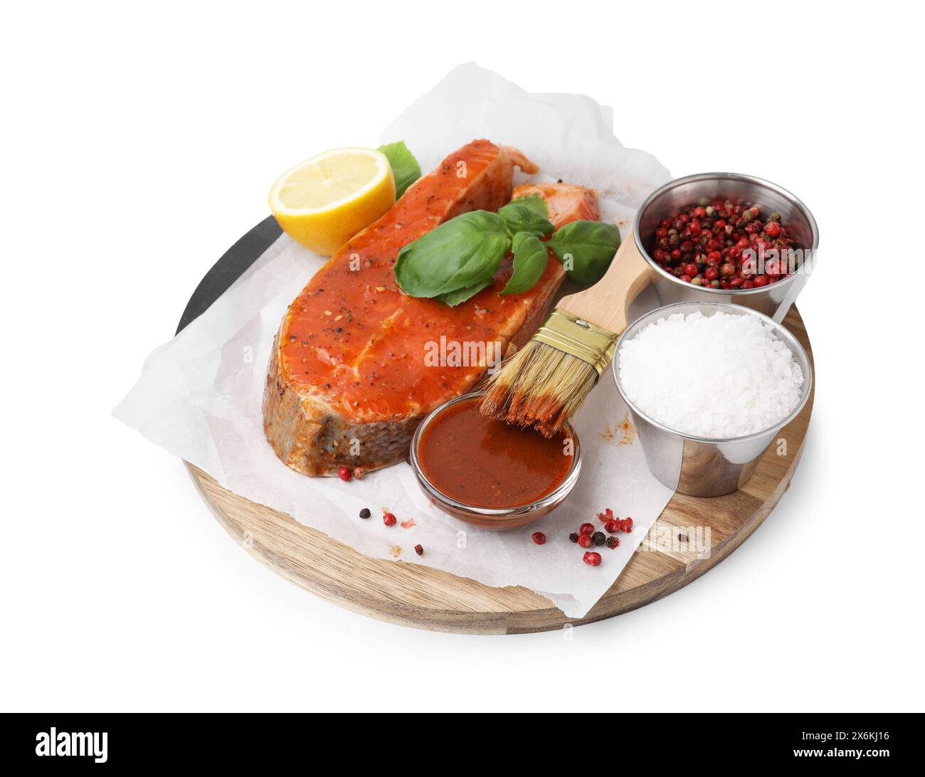 Fresh marinade, fish and other products isolated on white Stock Photo ...