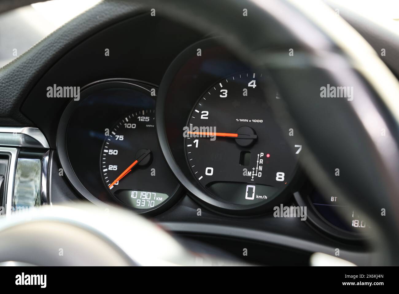 Speedometer and tachometer inside of modern car, closeup Stock Photo ...