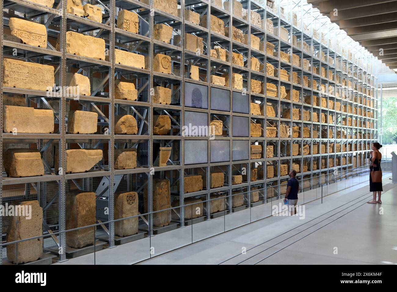 Storage rack for stone finds in Narbo Via. The museum tells the Roman ...