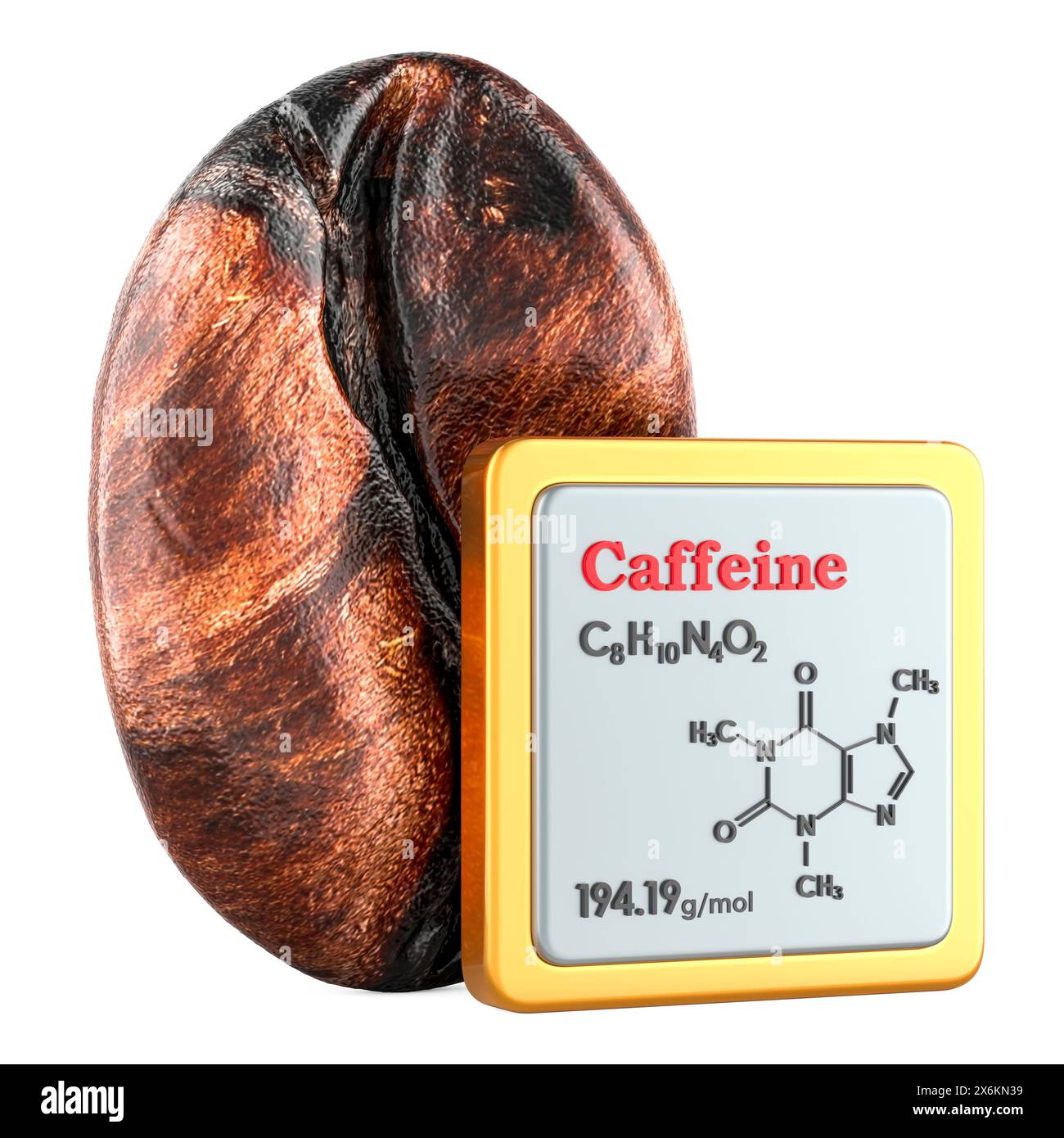 Caffeine Icon with chemical formula, molecular structure and coffee ...