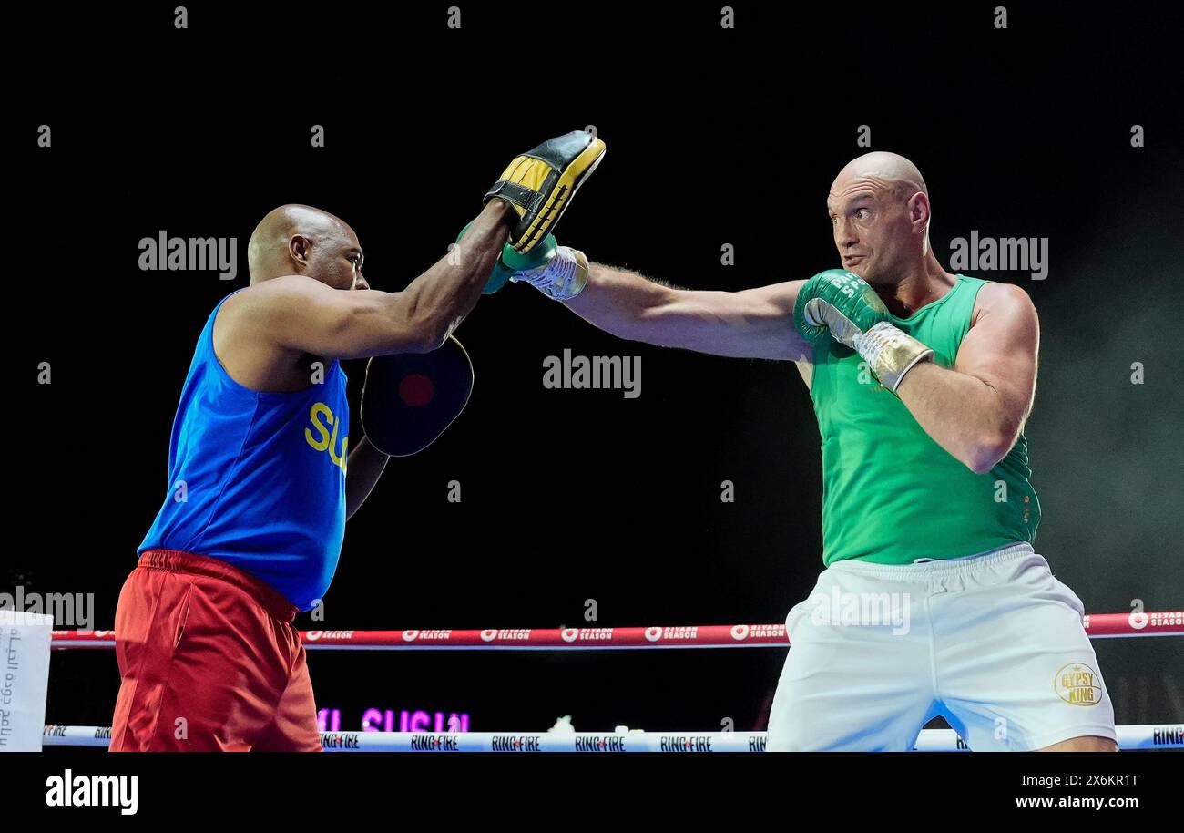 Tyson Fury (right) and Trainer SugarHill Steward (left) during an open ...