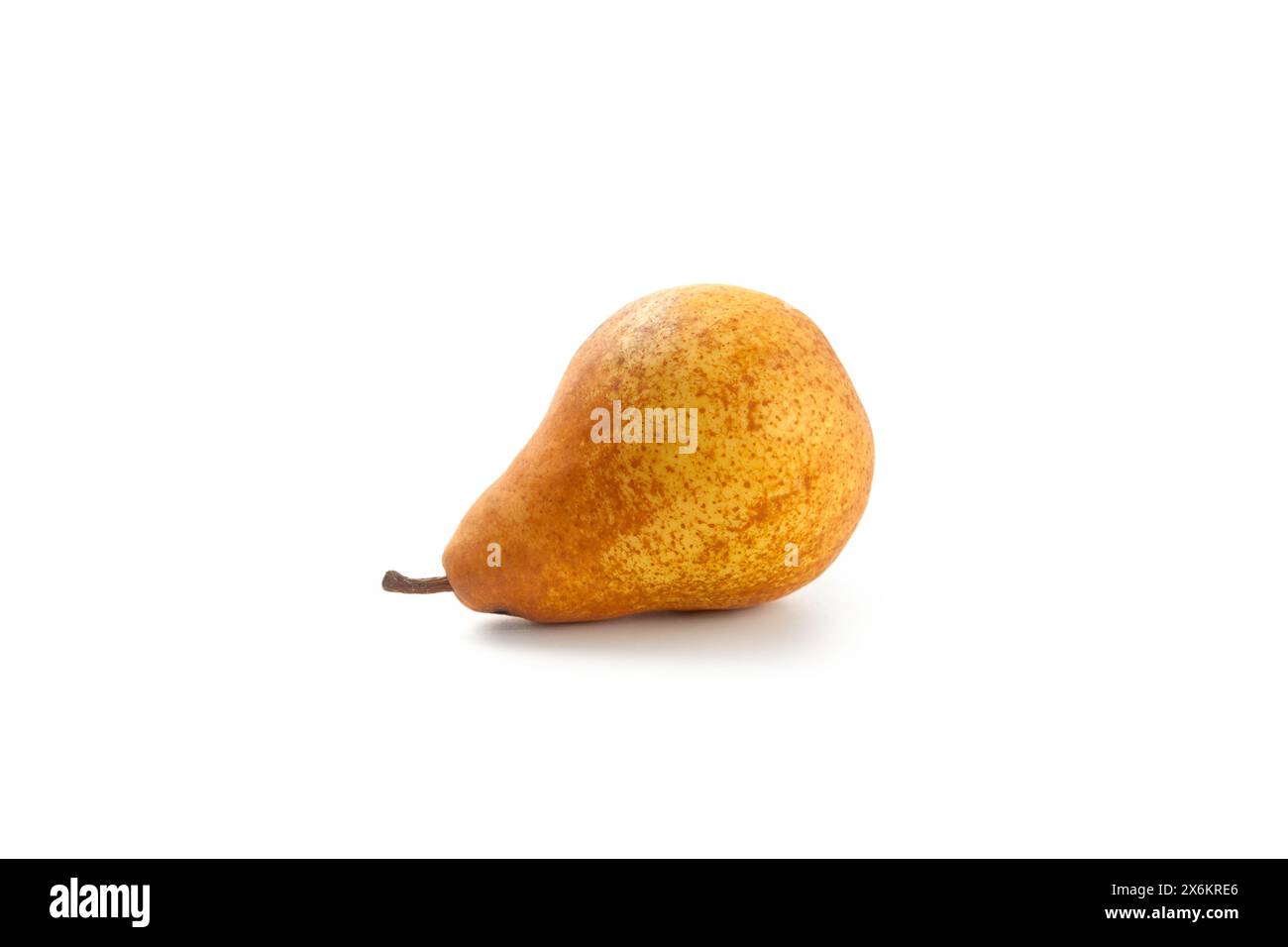 One ripe juicy pear fruit with soft shadow isolated on white background ...