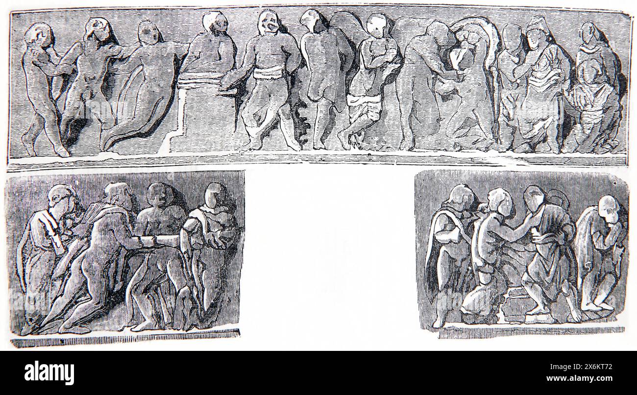 Wood Engraving of Human Sacrifices from Camparini's Etruscan Tombs ...