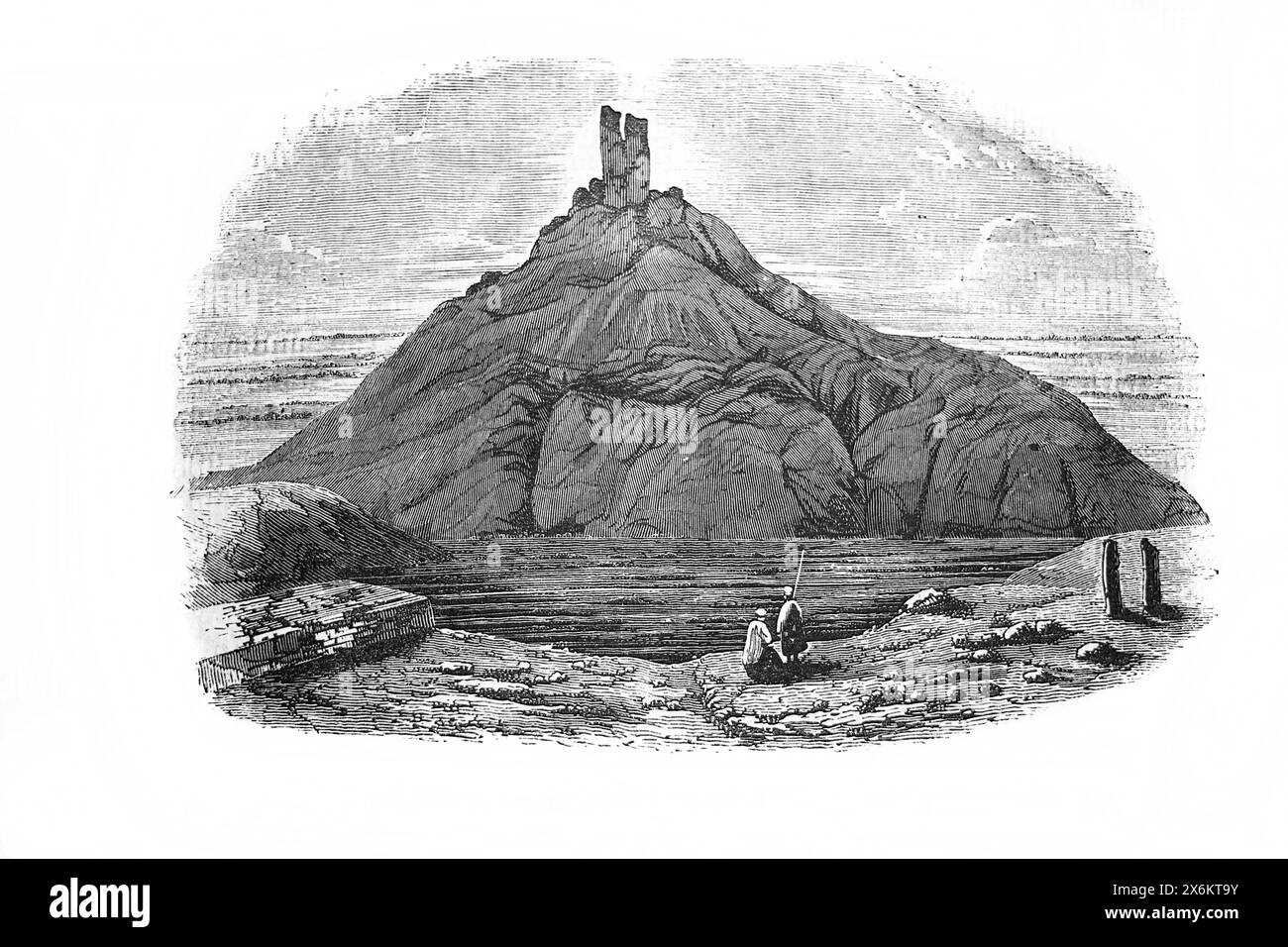 Wood Engraving of Babylon Birs Nimrod with the Euphrates in the ...