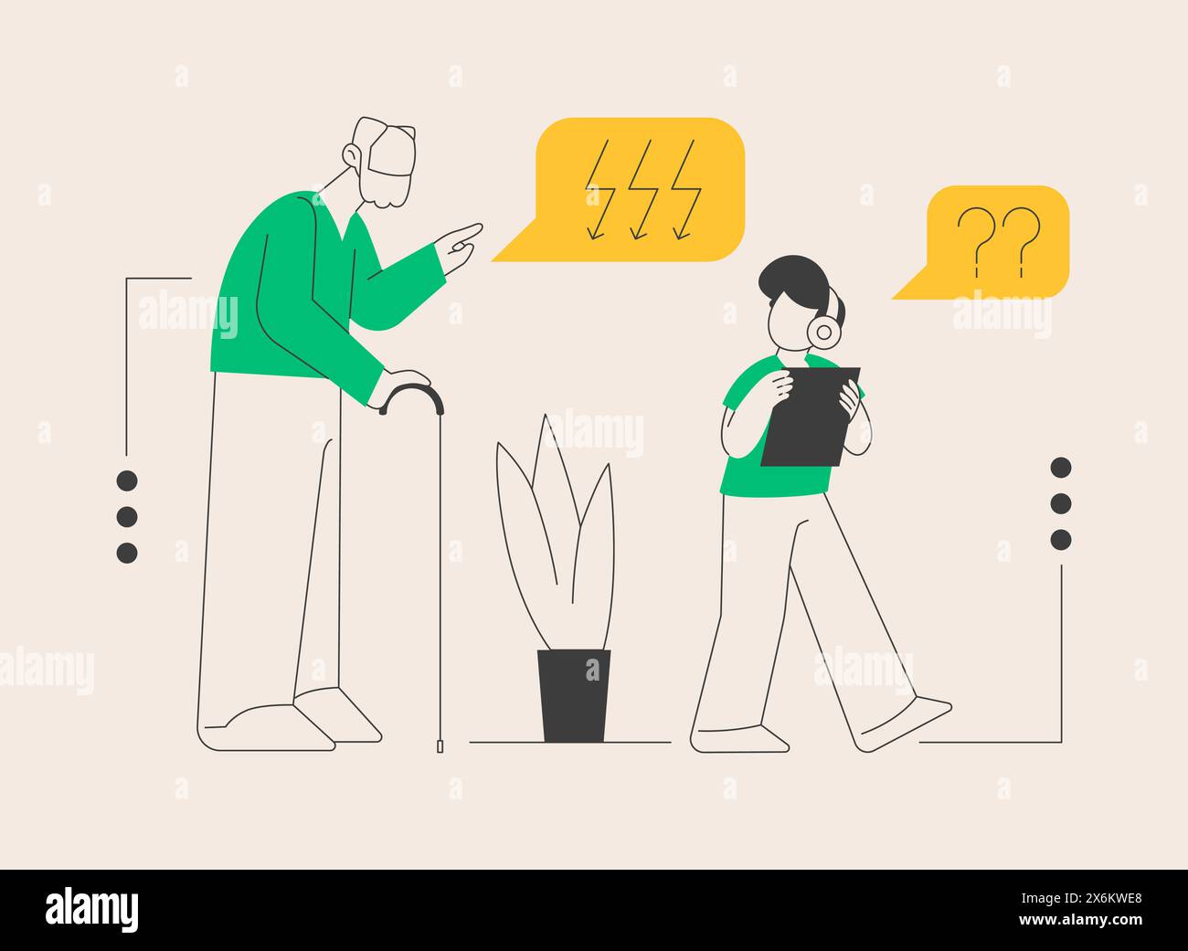 Conflict of generations abstract concept vector illustration Stock ...