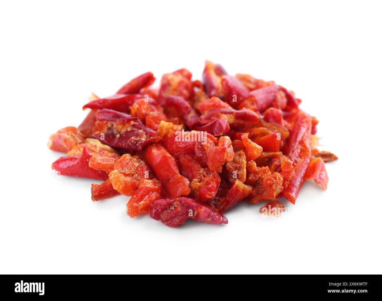 Aromatic spice. Red chili pepper flakes isolated on white Stock Photo ...