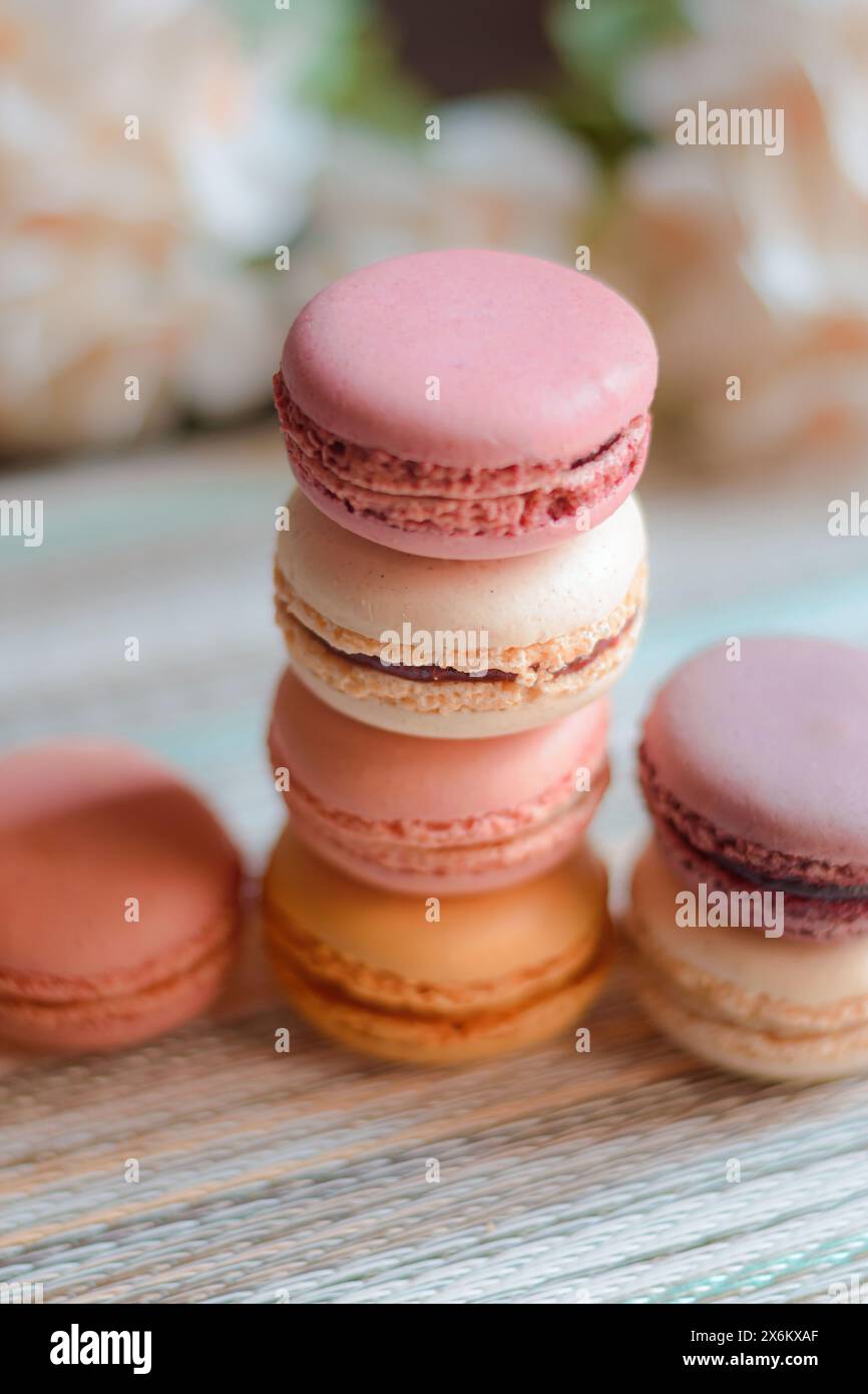 Homemade macaroon of different flavors, with a nice and colorful ...