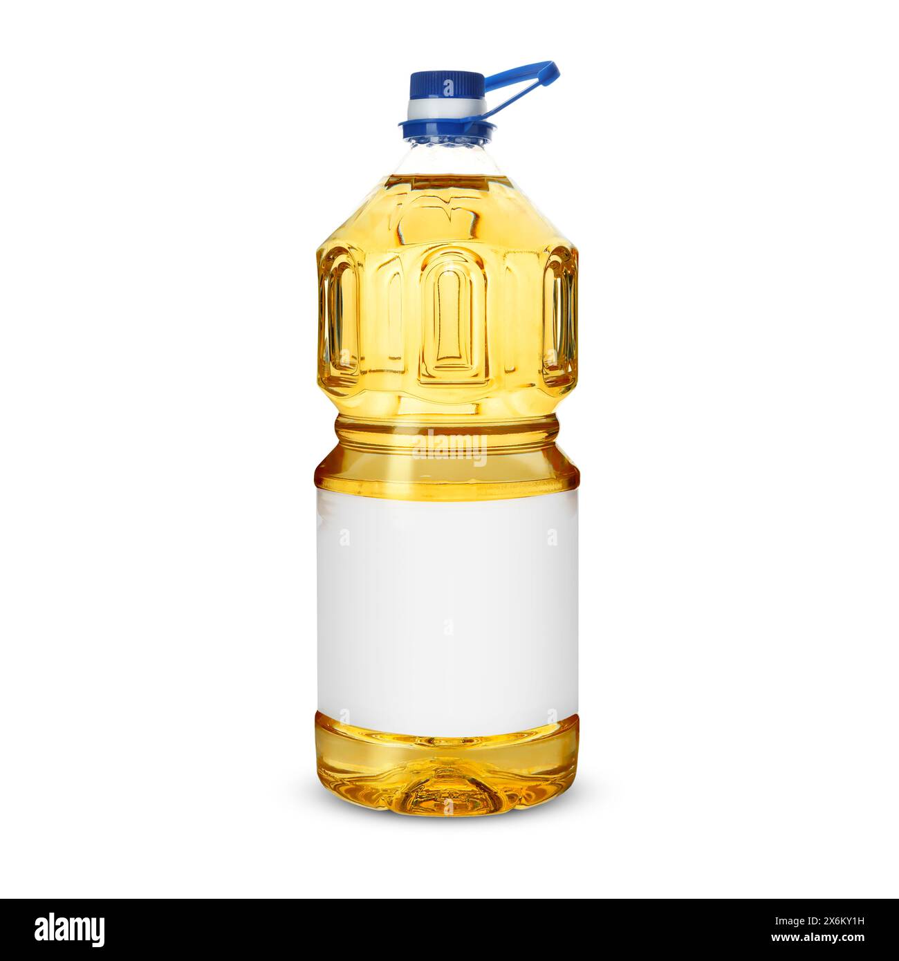 Cooking oil in plastic bottle with empty label isolated on white ...
