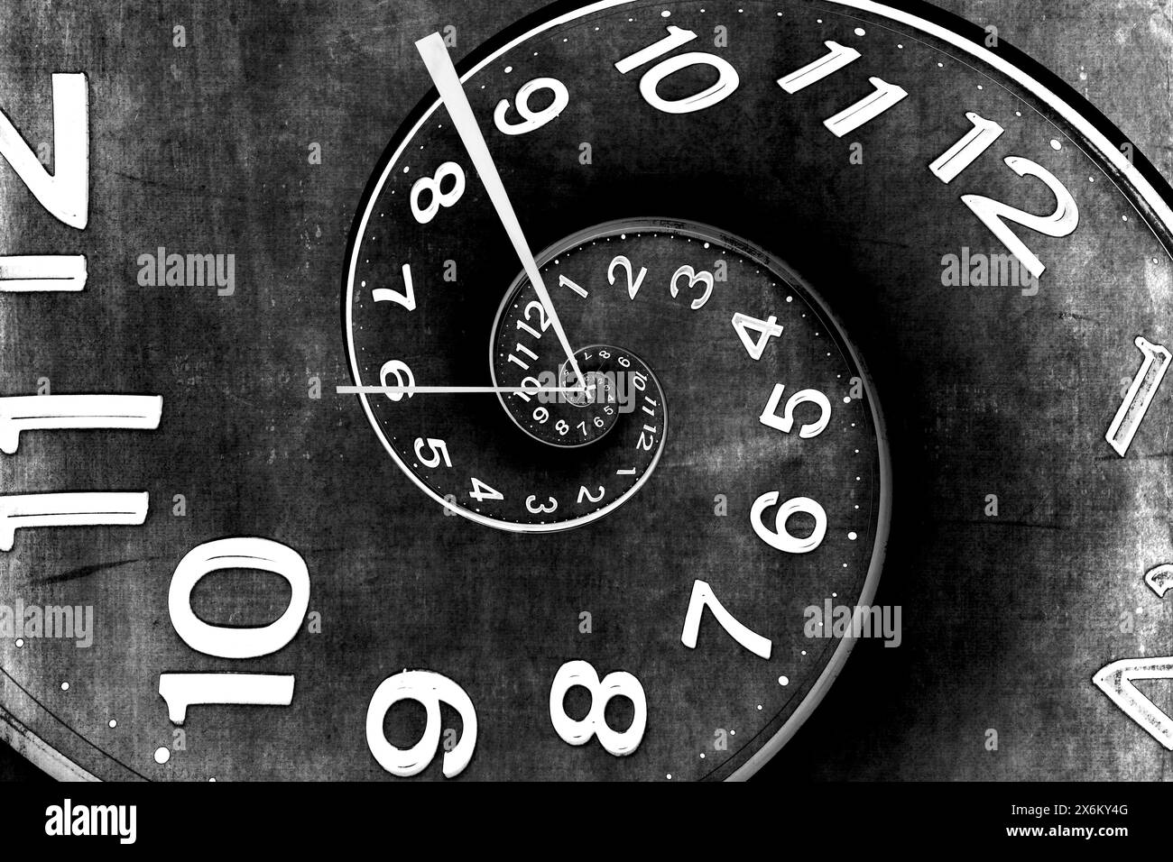 Infinity and other time related concepts. Black clock face twisted in ...