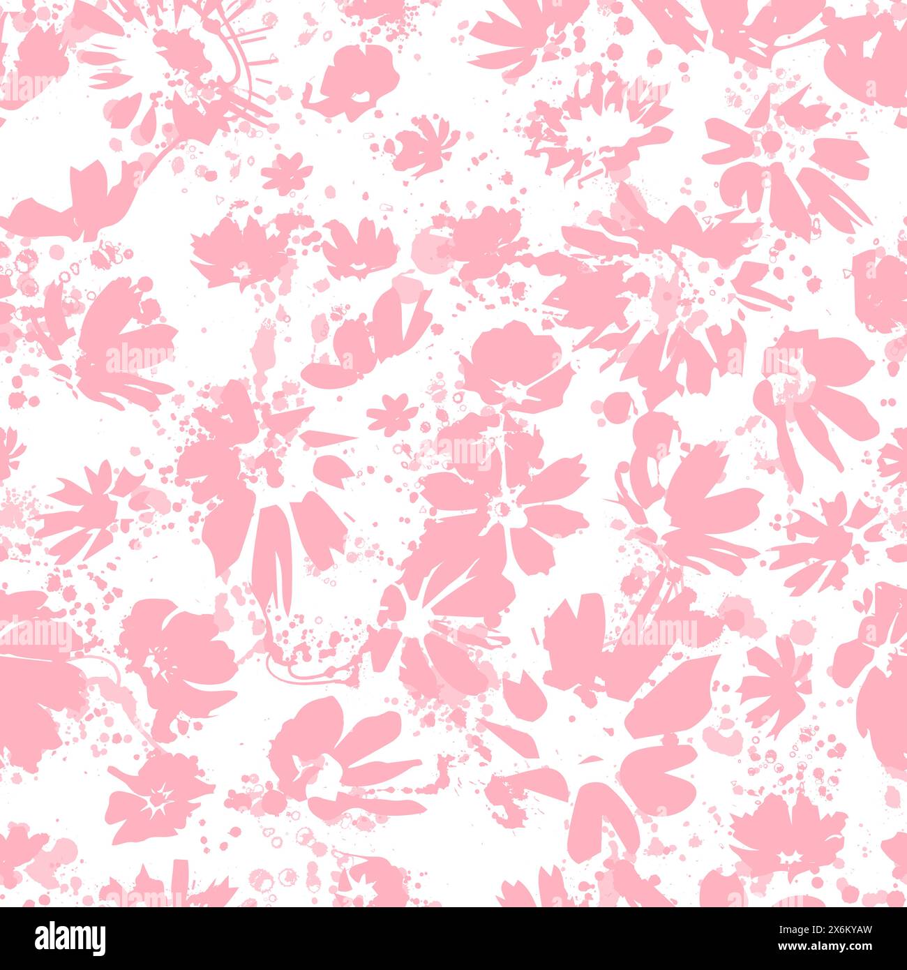 Pink sakura flowers print. seamless background. hand drawing. Not AI ...