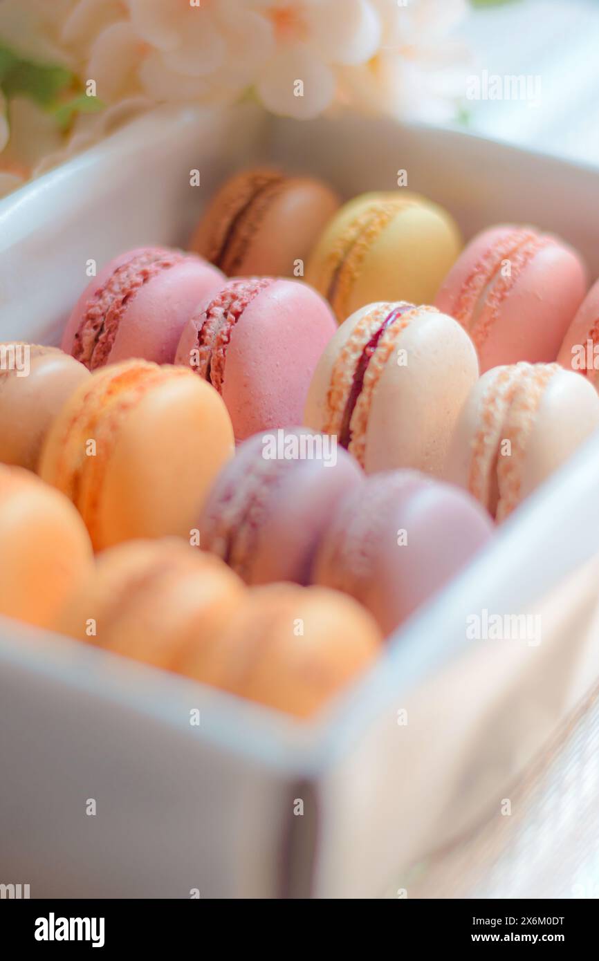 Homemade macaroon of different flavors, with a nice and colorful ...