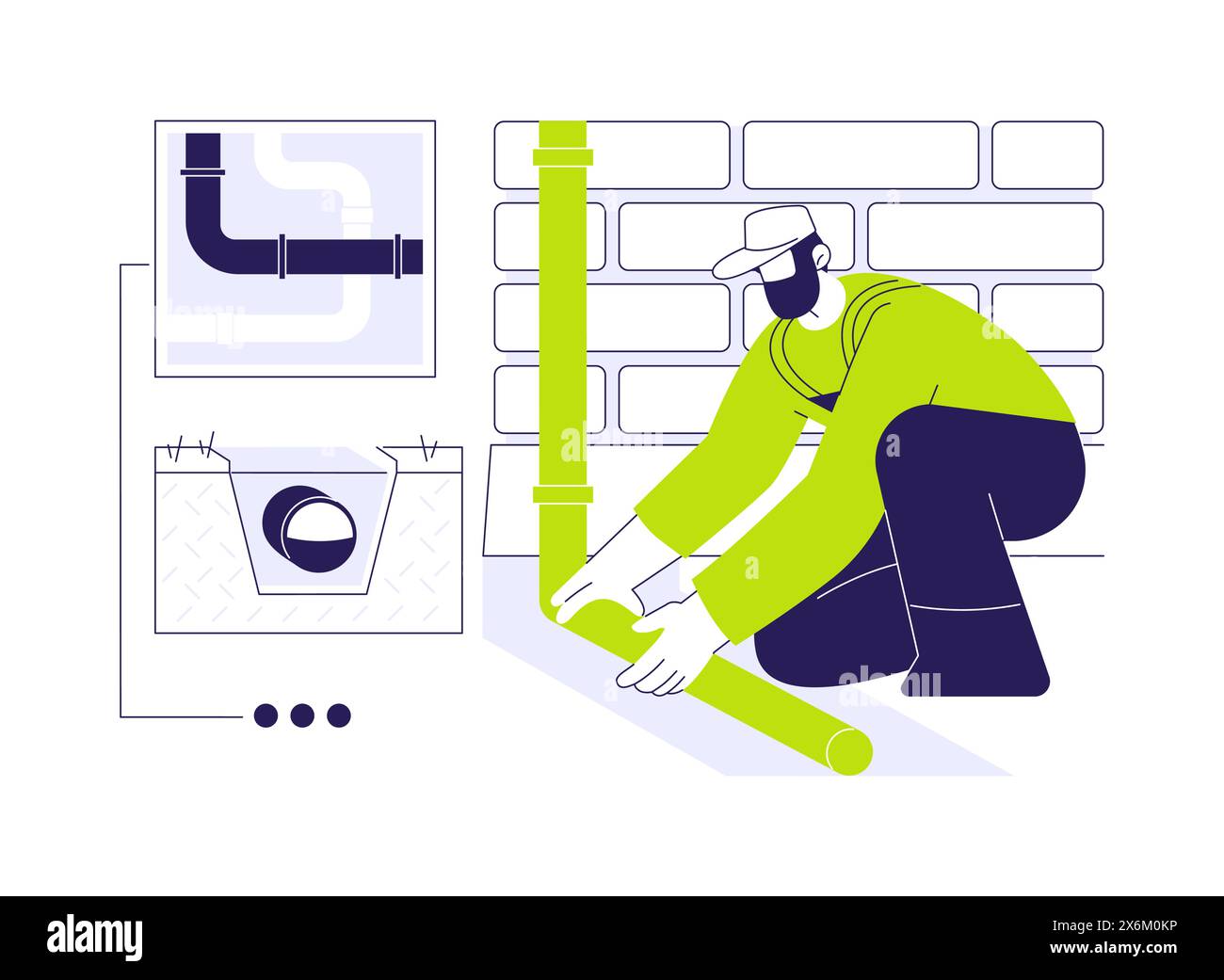 Laying drainage pipes abstract concept vector illustration Stock Vector ...