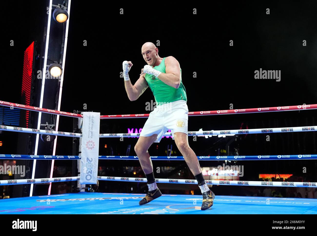 Tyson Fury during an open workout at the Boulevard City Music World ...