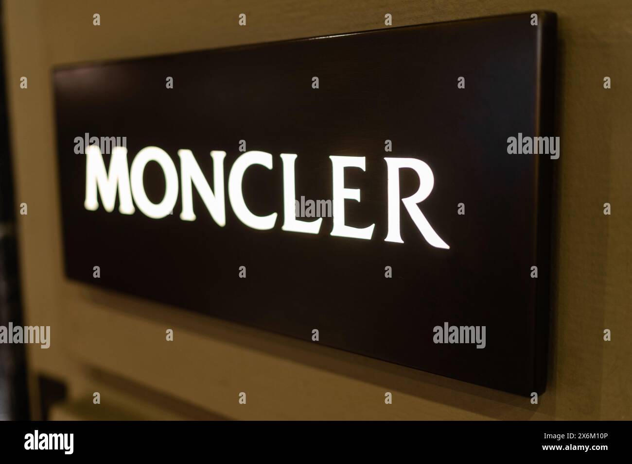 Florence, Italy - 31.08.2022: window display of Moncler store in Milan ...