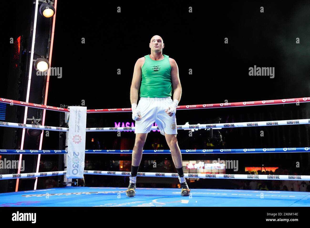 Tryson Fury during an open workout at the Boulevard City Music World ...