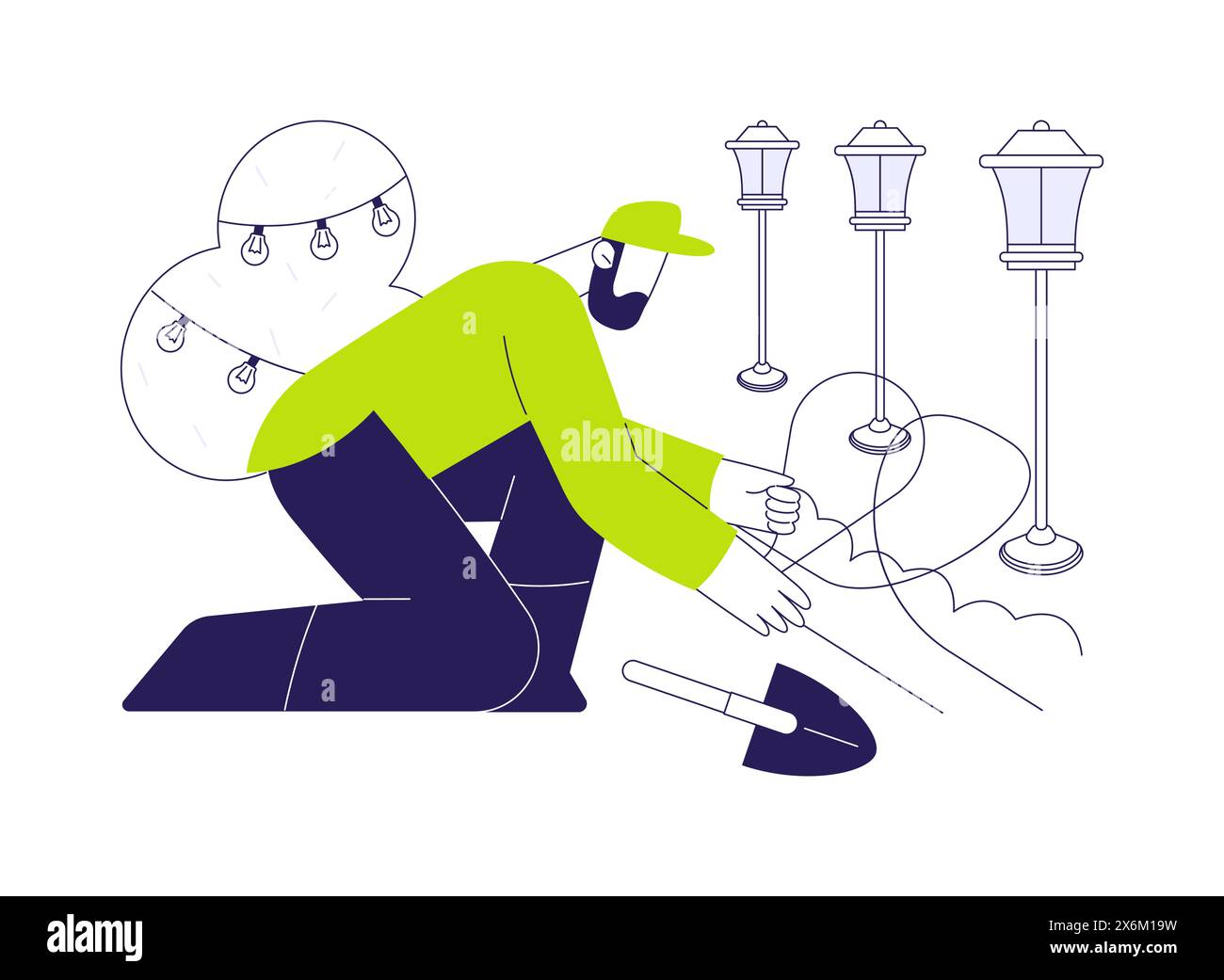 Laying out outdoor lighting abstract concept vector illustration Stock ...