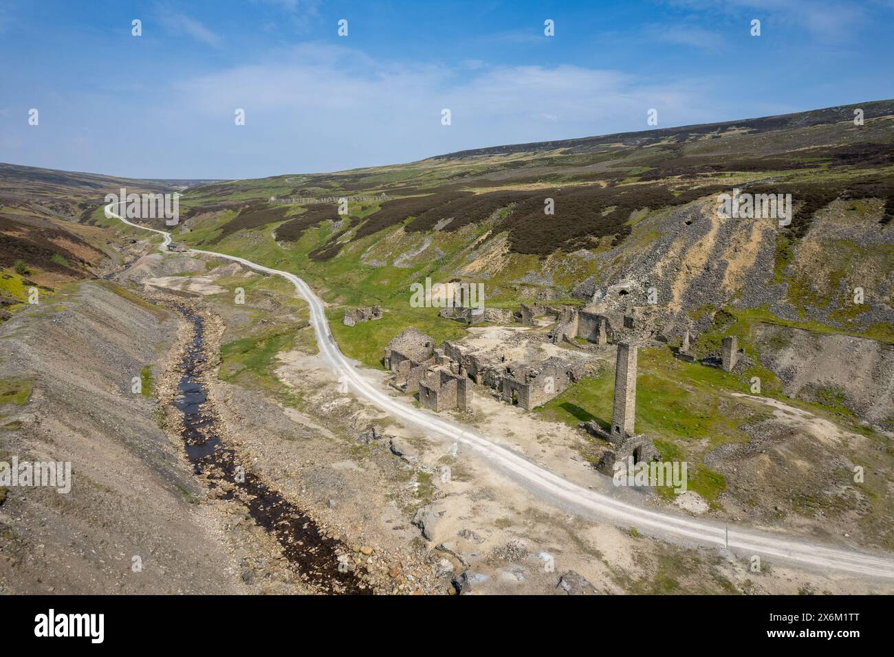 Ruins of the Old Gang Mill in Swaledale, a lead Smelting mill which was ...