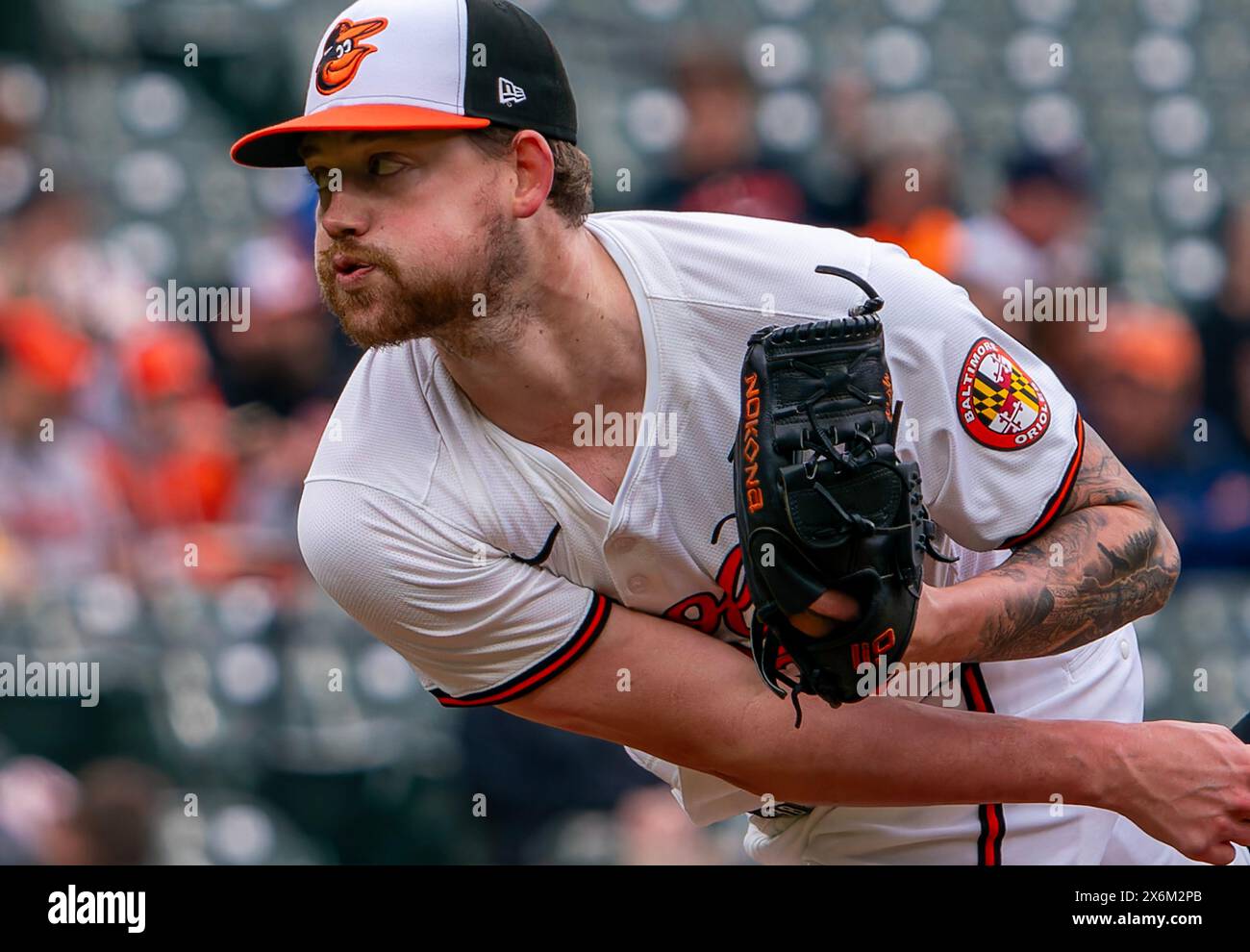 Baltimore, USA. 15th May, 2024. BALTIMORE, MD - MAY 15: Baltimore Orioles pitcher Kyle Bradish ...