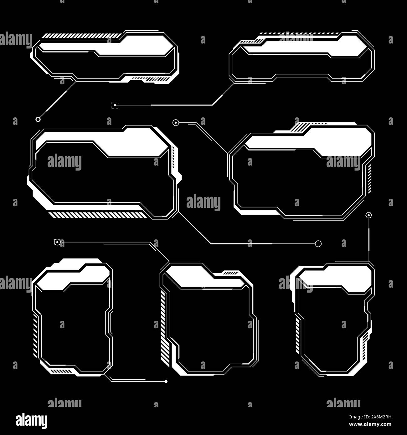 White futuristic HUD, UI elements. Sci-fi user interface text boxes ...