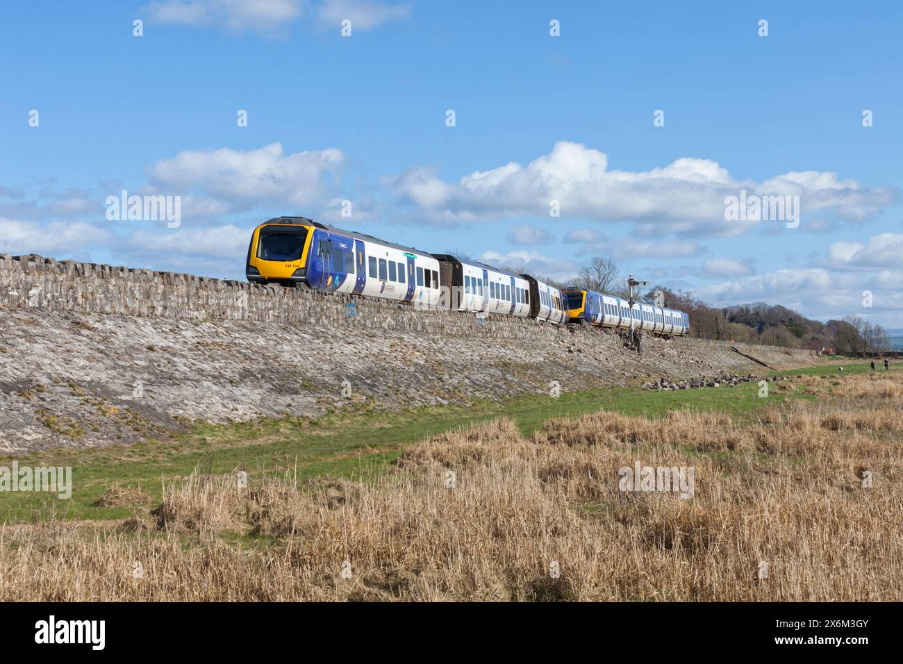 24/3/24 Grange Over Sands, Cumbria. Northern Rail class 195 trains that ...