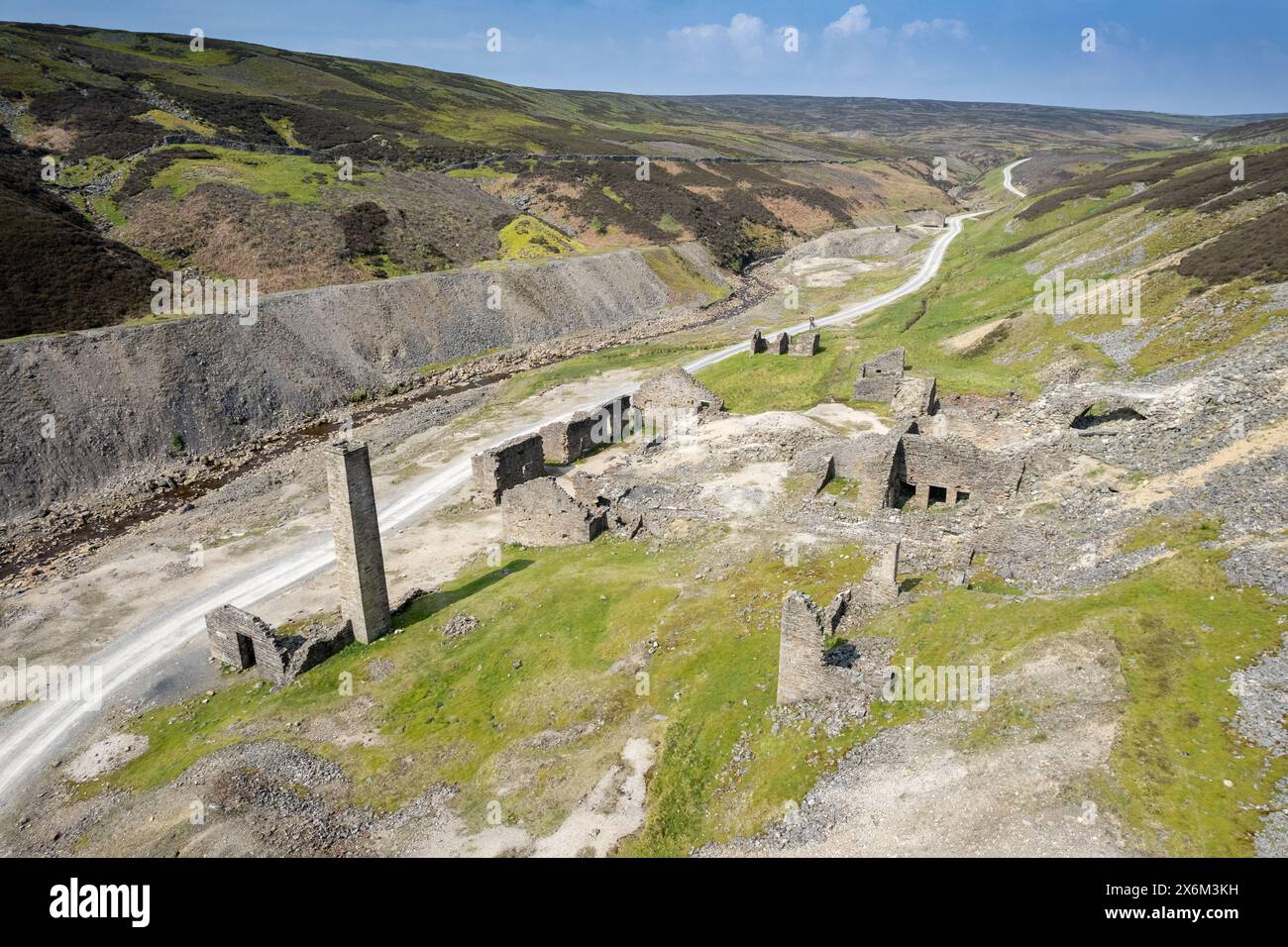 Ruins of the Old Gang Mill in Swaledale, a lead Smelting mill which was ...