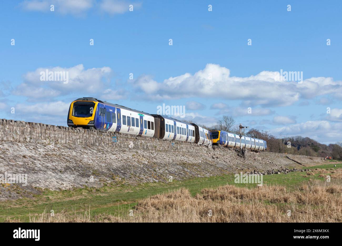 24/3/24 Grange Over Sands, Cumbria. Northern Rail class 195 trains that ...