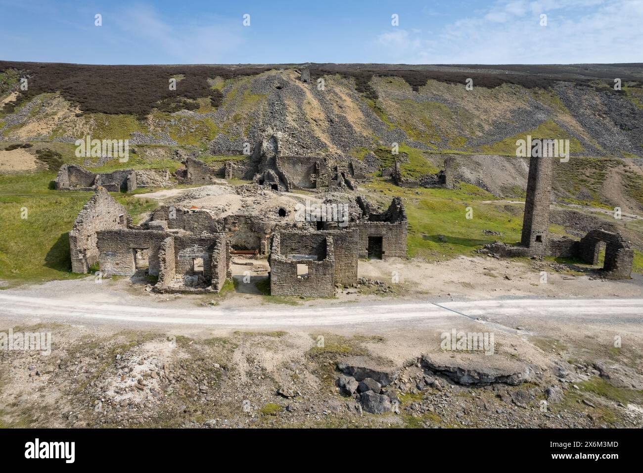 Ruins of the Old Gang Mill in Swaledale, a lead Smelting mill which was ...