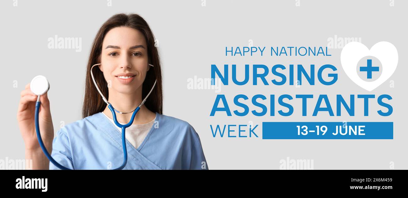 Banner for Happy National Nursing Assistants Week with female nurse ...