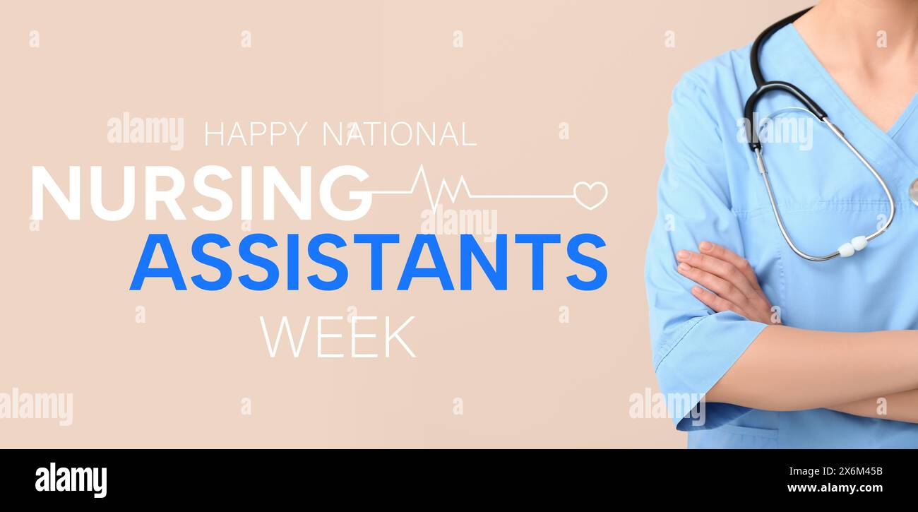 Banner for Happy National Nursing Assistants Week with female nurse ...