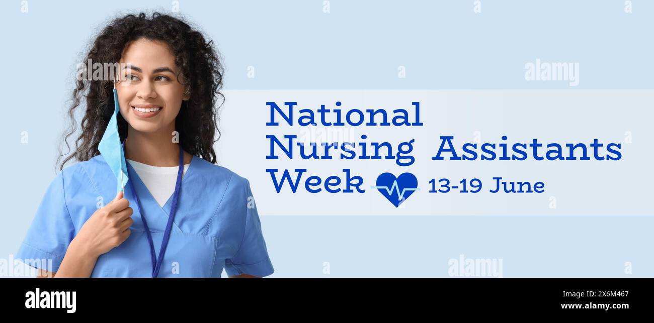 Banner for Happy National Nursing Assistants Week with female African ...