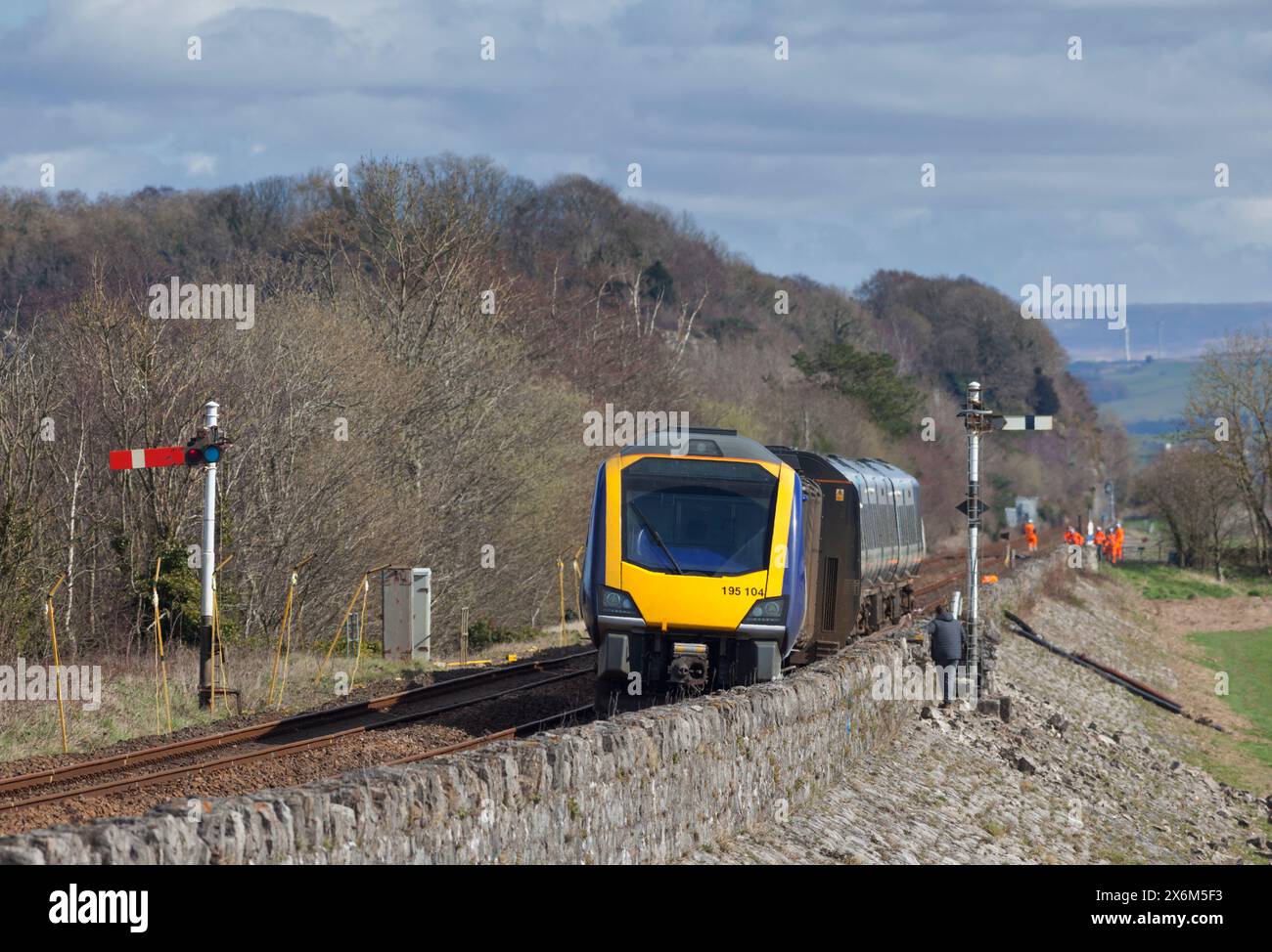 24/3/24 Grange Over Sands, Cumbria. Northern Rail class 195 trains that ...