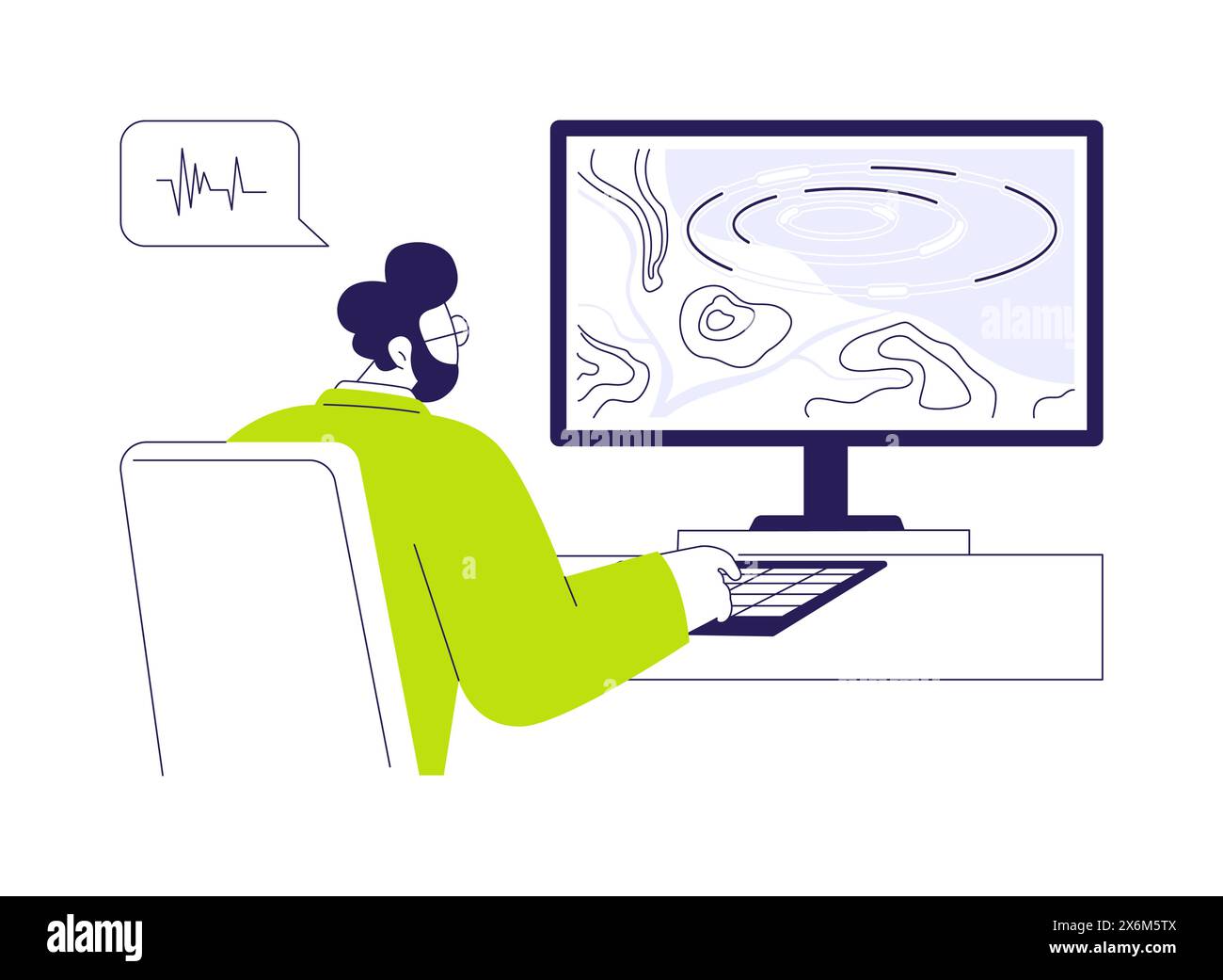 Seismic wave simulation software abstract concept vector illustration ...
