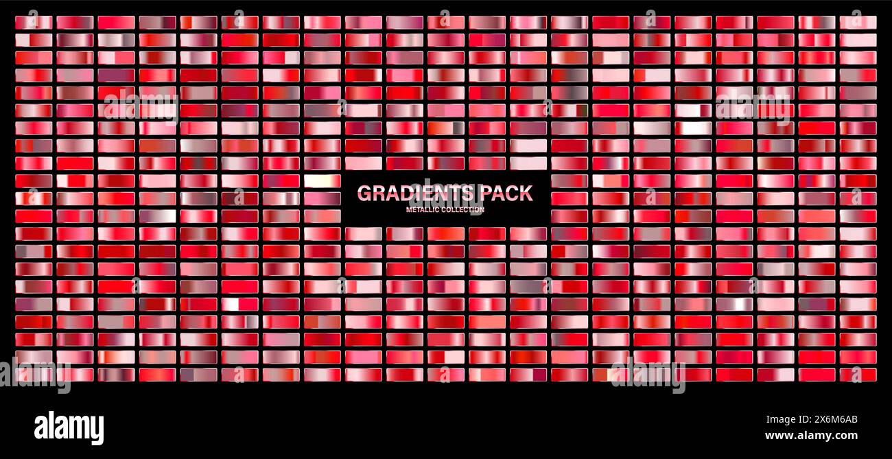 Red ruby glossy gradient, metal foil texture. Color swatch set. Collection of high quality ...