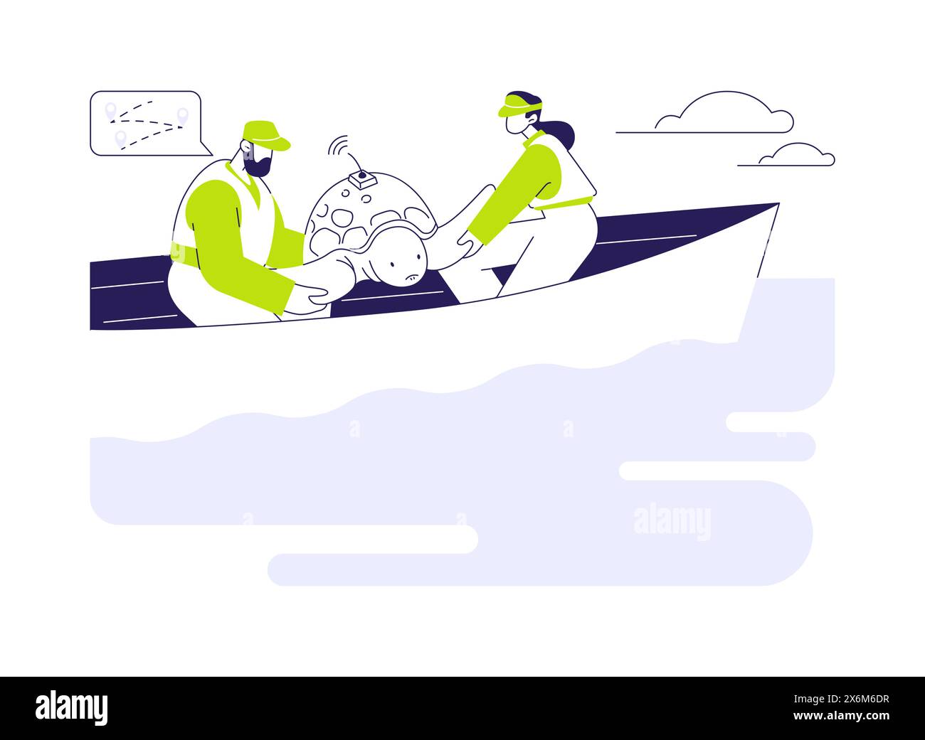 Monitoring sea wildlife abstract concept vector illustration Stock ...