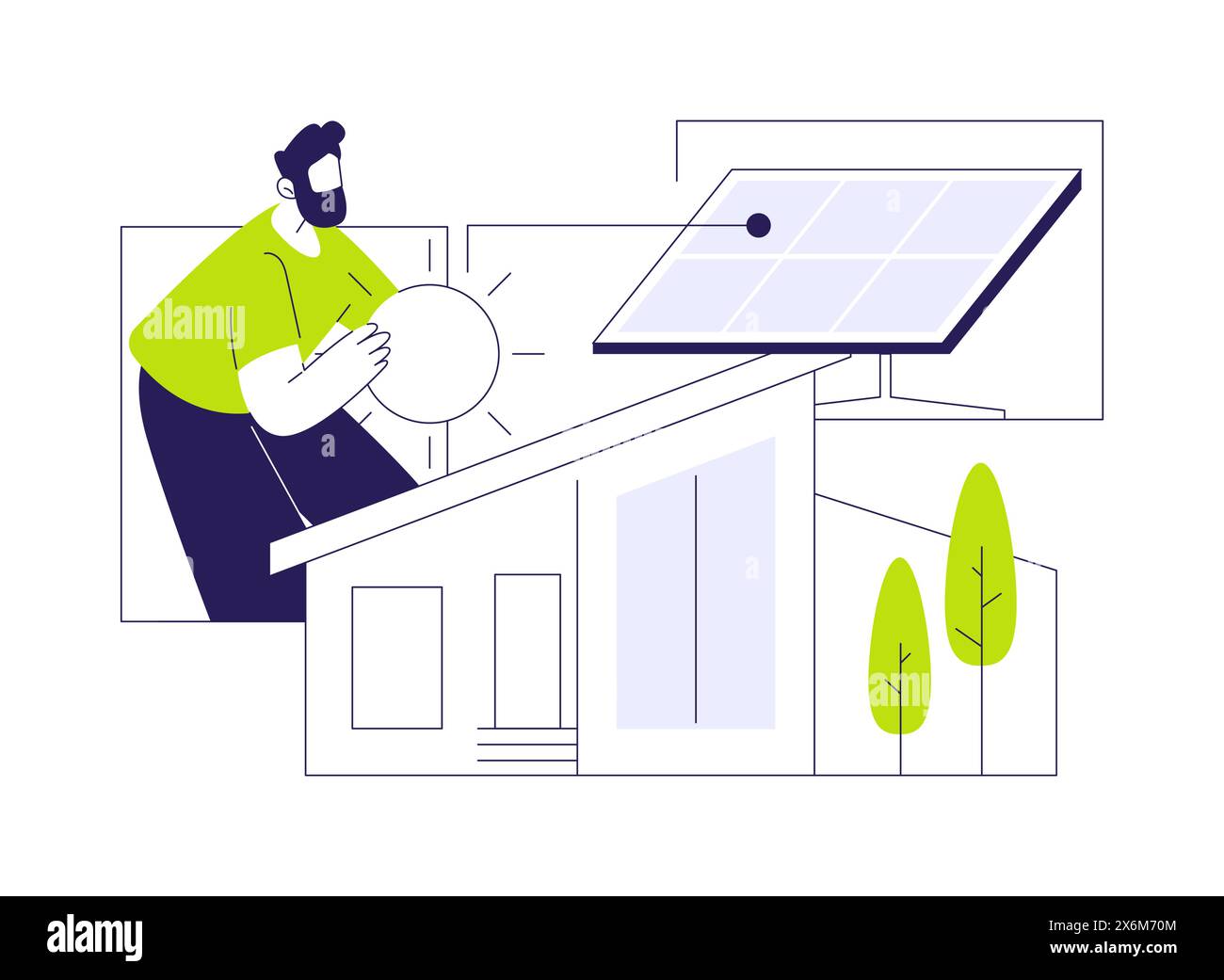 Passive solar architecture abstract concept vector illustration Stock ...