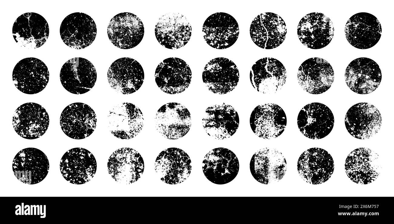 Grunge circles with stains and scratches. Circle brush stroke, round ...
