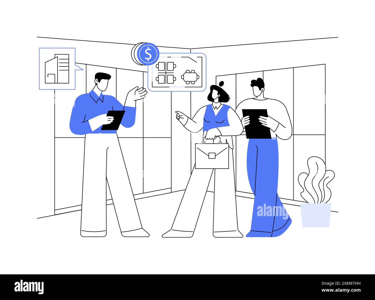 Rent an office isolated cartoon vector illustrations Stock Vector Image ...