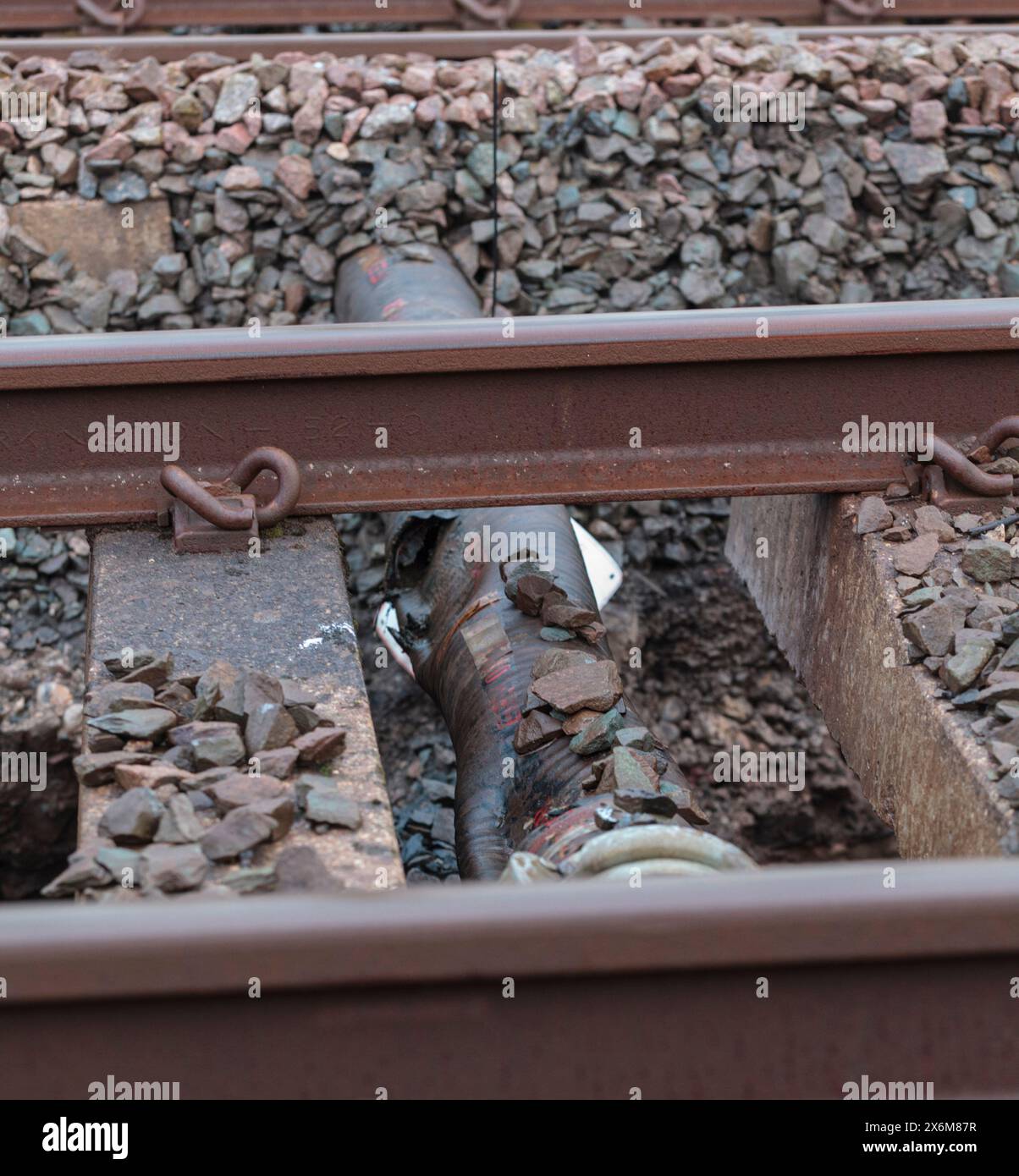 Pipe damaged by tamper that may have contributed to the sink-hole which ...