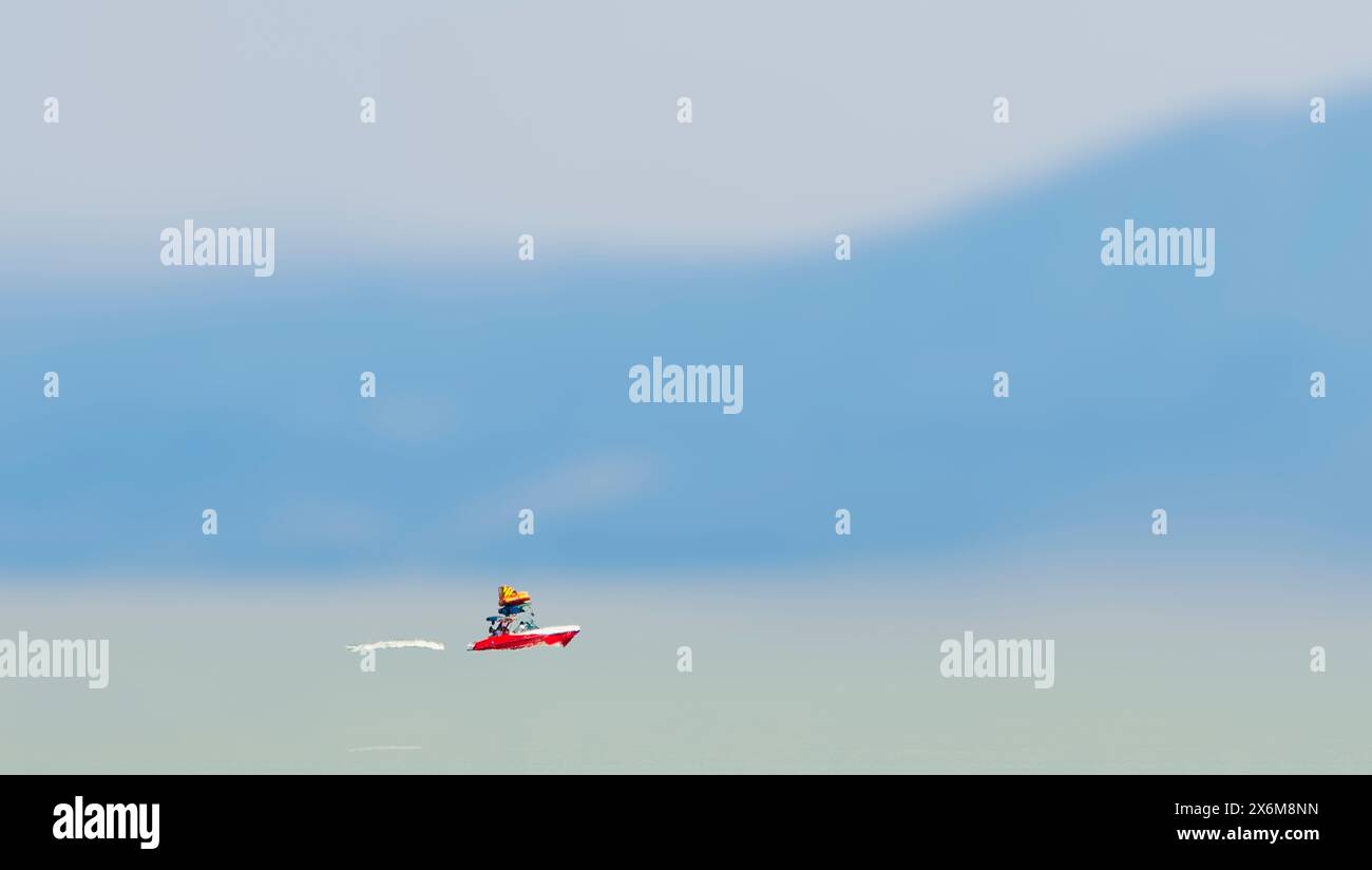 Boat on the lake with narrative minimalist impressionist style editing ...
