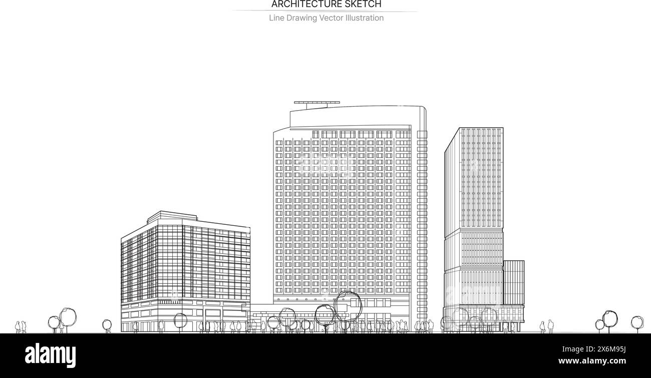 Architecture line drawing. Cityscape Sketch, Vector Sketch ...